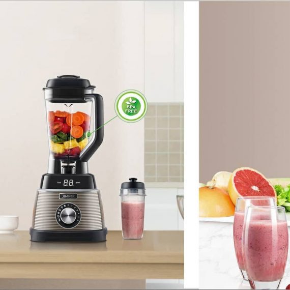 JIMMY B53 1000W Smart High Speed Blender with LED Display, Stainless Steel blades, Self-Cleaning ...